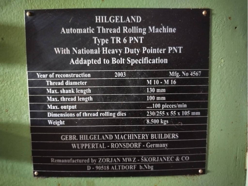 Higeland used thread rolling machine